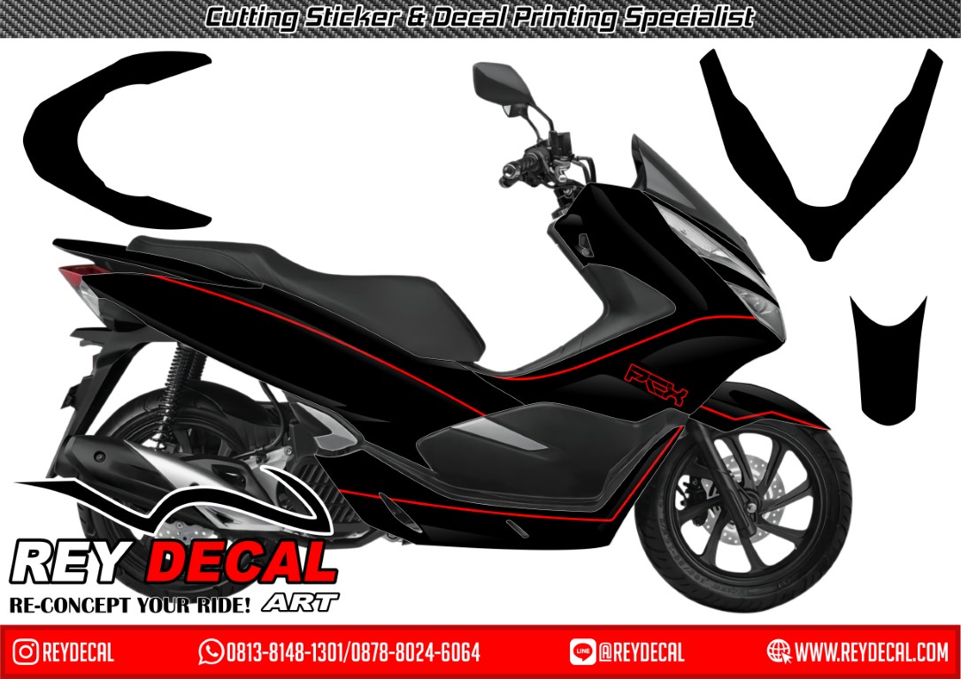 Rey Decal | Cutting Sticker / Decal PCX Black Stripe Red