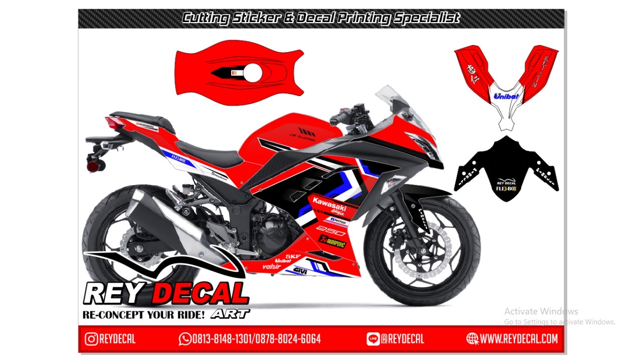 Rey Decal | Cutting Sticker / Decal Ninja 250 Red