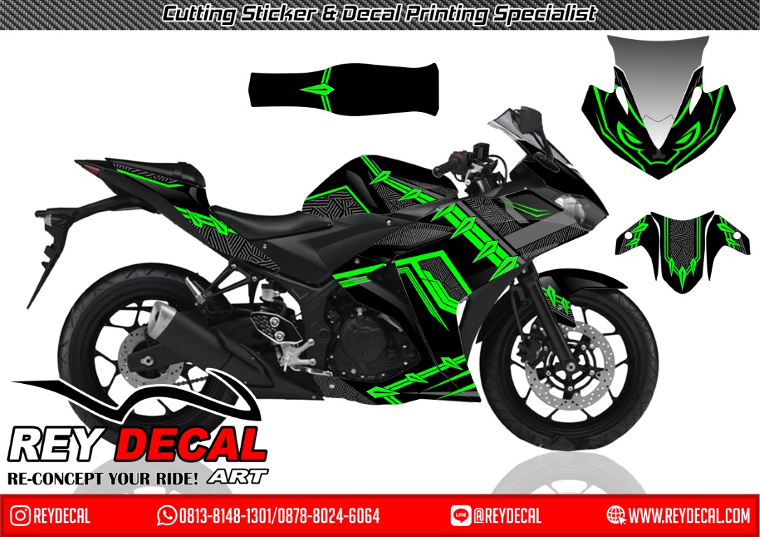 Rey Decal | Cutting Sticker / Decal R25 black Stripe Green